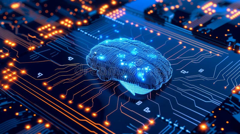 Techno Mind Merge: a Computer Circuit Board with a Brain. Generative AI ...