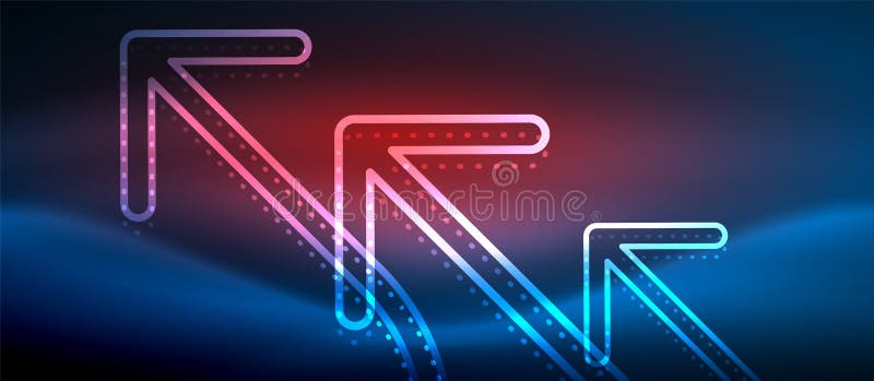 Techno Neon Glowing Arrow Background Stock Vector - Illustration of ...