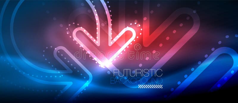 Techno Neon Glowing Arrow Background Stock Vector - Illustration of ...