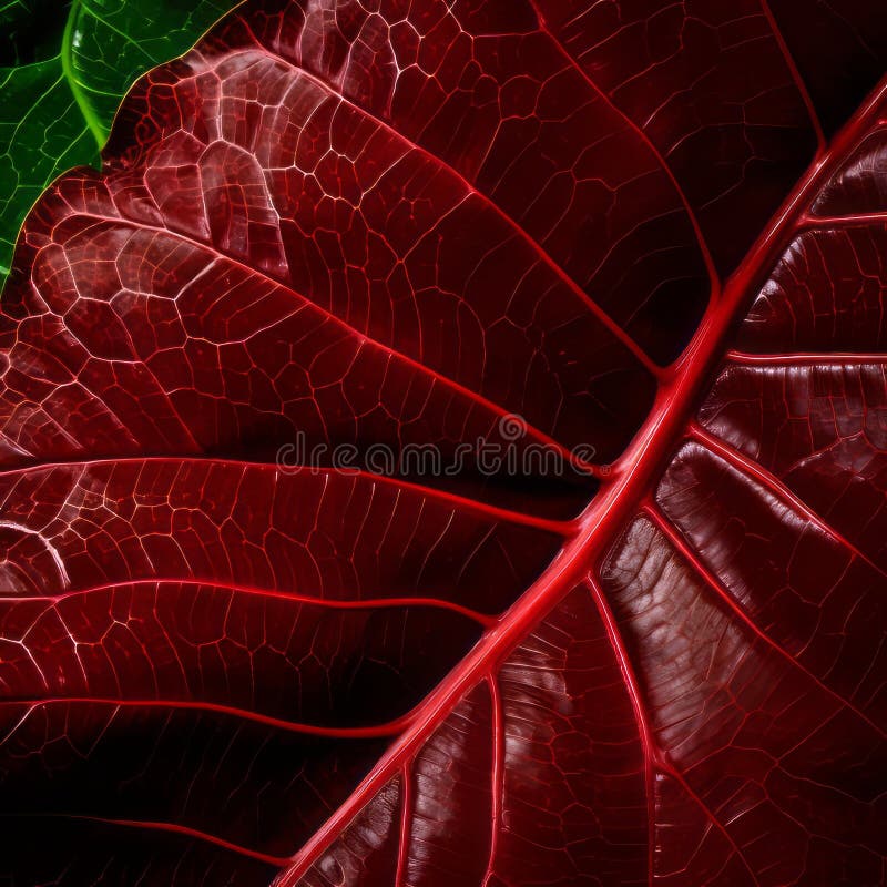 Techno-organic Fusion Close Up of a Red Leaf in Enigmatic Tropics Stock ...