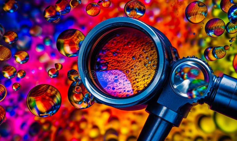 A Techno Poster LSD Raindrops Professional Microscope. a Close Up of a ...