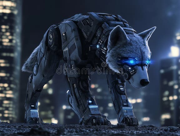 In a Techno Setting, a Cyber Wolf from the Future Has Eyes that Glow ...
