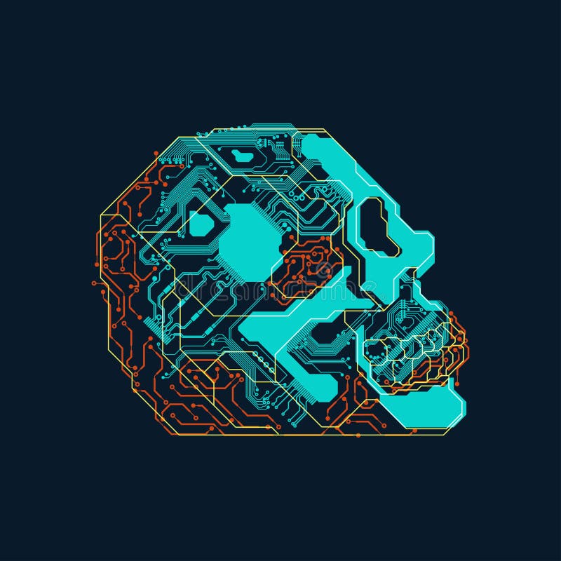 Abstract Symbol Danger Cyber Skull And Bones. Stock Vector ...