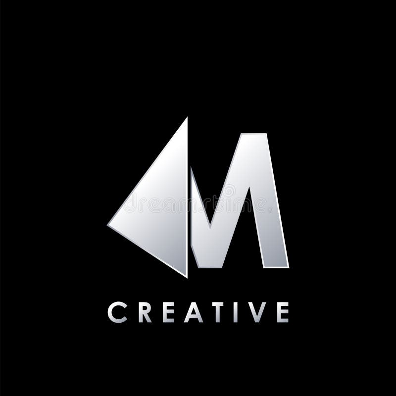 Techno Split Half Letter M Logo Vector Design Template with Geometrical ...