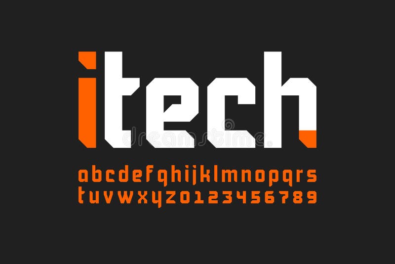 Technology Bold Font. Geometric Typography Style. Sport, Futuristic ...