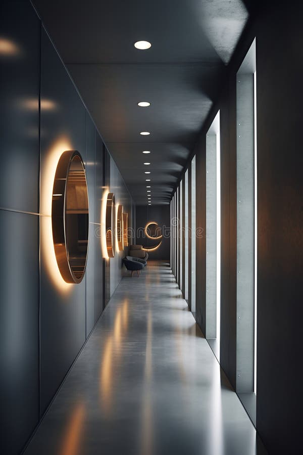 Techno Style Hallway Interior in Luxury House Stock Illustration ...