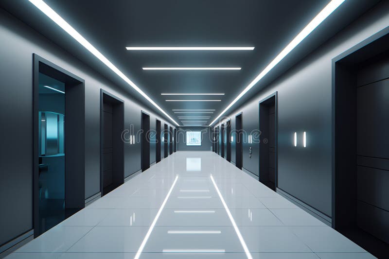 Techno Style Hallway Interior in Luxury House Stock Photo - Image of ...