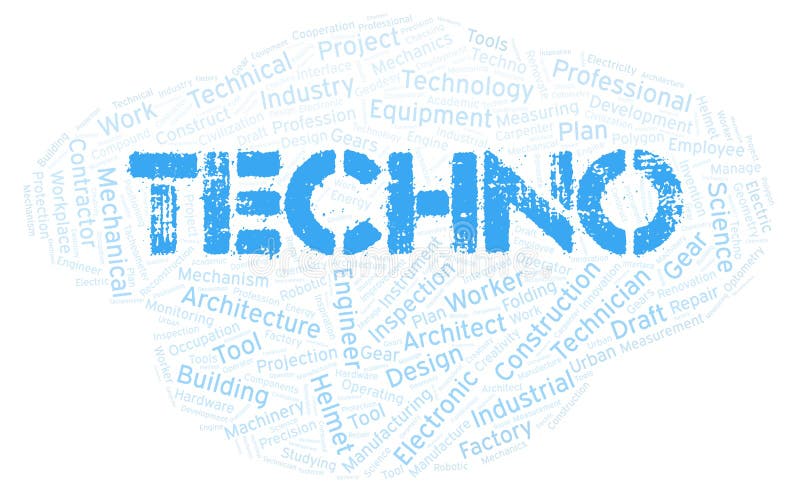 Techno Typography Word Cloud Create with the Text only Stock ...