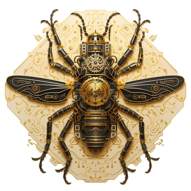 Microchip in the Form of a Mechanical Insect Fly. Stock Illustration ...