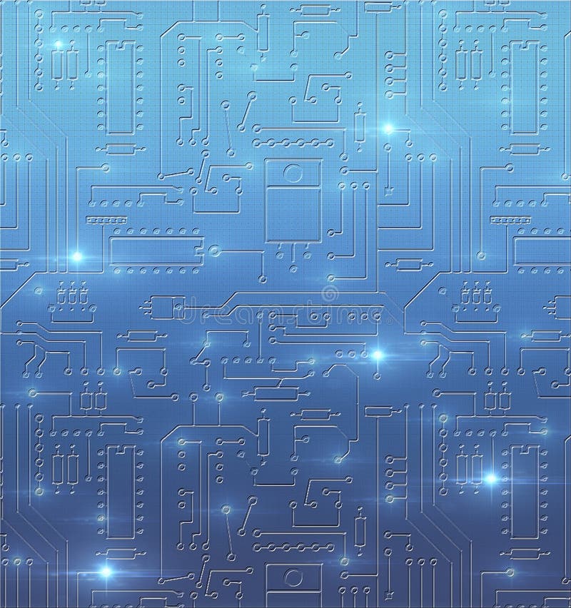 Technological Abstract Background with Blue Circuit Board Stock ...