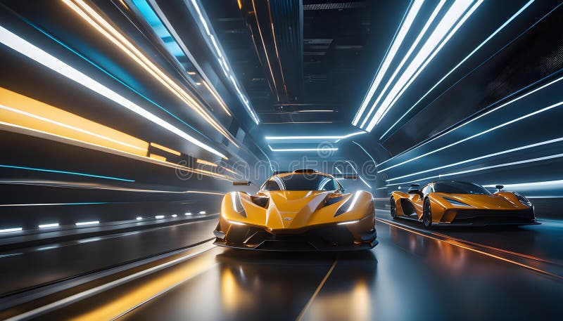 Technological Abstract Background with Racing Car, Modern Car ...