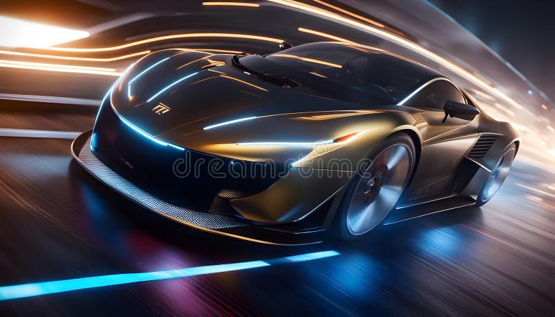 Technological Abstract Background with Racing Car, Modern Car ...