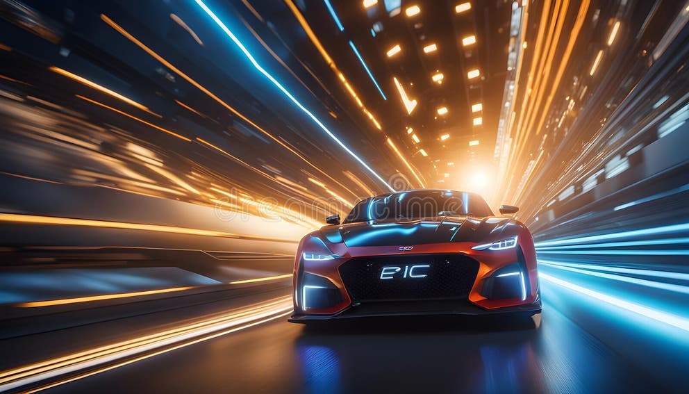 Technological Abstract Background with Racing Car, Modern Car ...