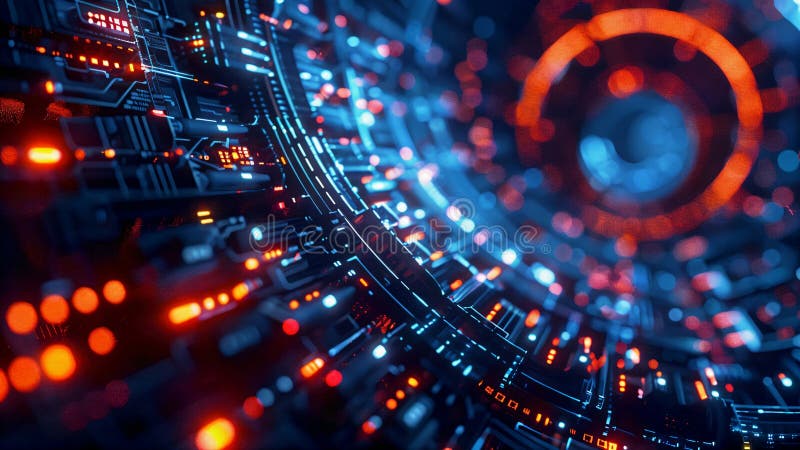 Technological Abstract 3D Background with Metal Textures, Glowing Lines ...