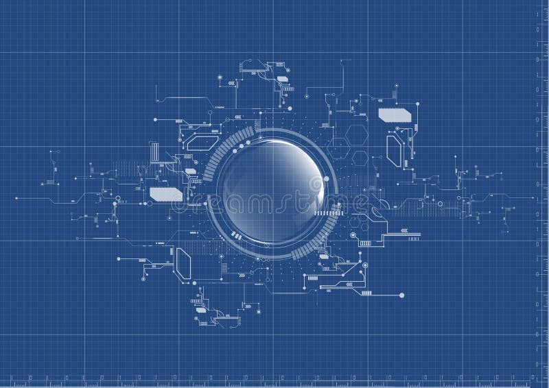 Abstract Digital Technology Futuristic Engineering Blueprint Background ...