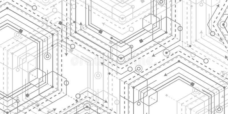 Technological Abstract Linear Background.Engineering Drawing of Future ...