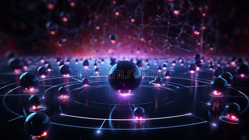 Technological Atom Background Stock Illustration - Illustration of neon ...