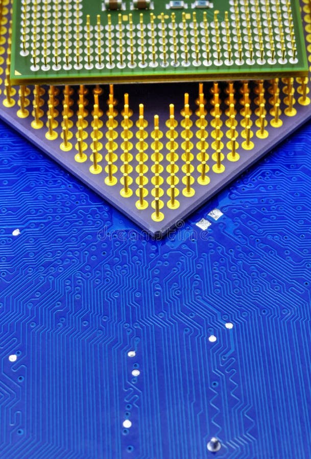 Technological Background with Computer Motherboard and Central ...