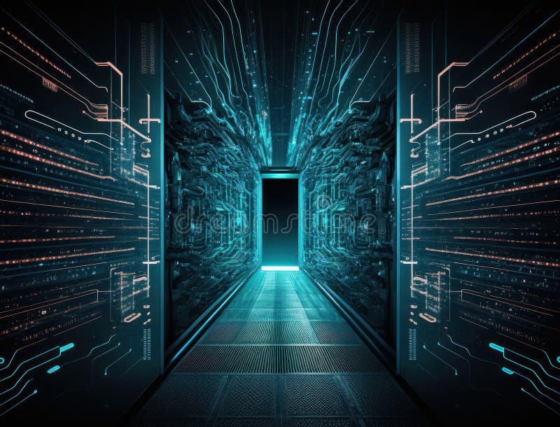 Technological Background Data Transmission Channel. Motion of Digital ...