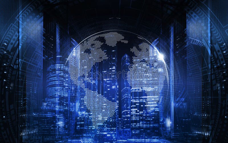 Technological Background on Servers in Data Center, Futuristic Design ...