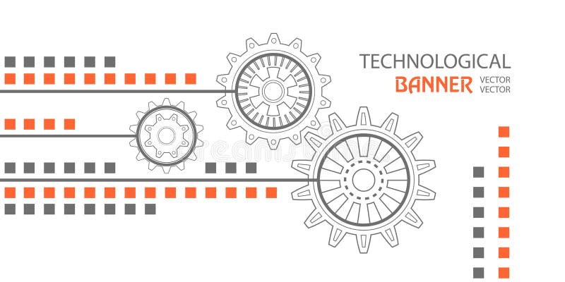 Technological Background .Technical Drawing of Gears .Rotating ...