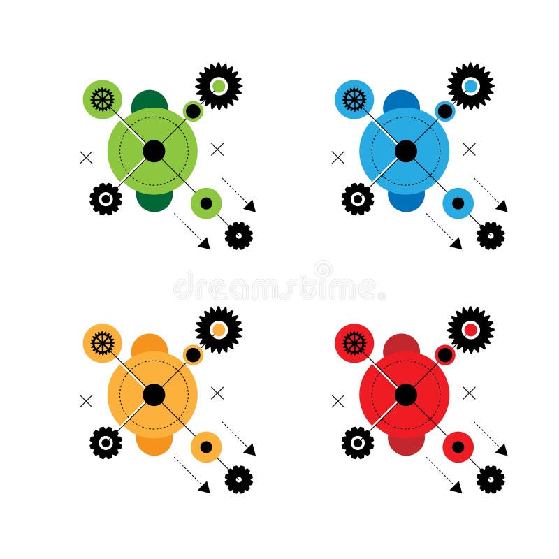 Technological Blueprint Design Element Line Art Detail with Gear ...