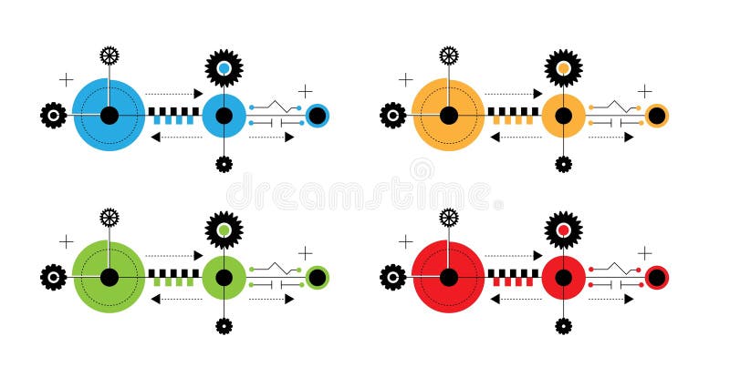 Technological Blueprint Design Element Line Art Detail with Gear Stock ...