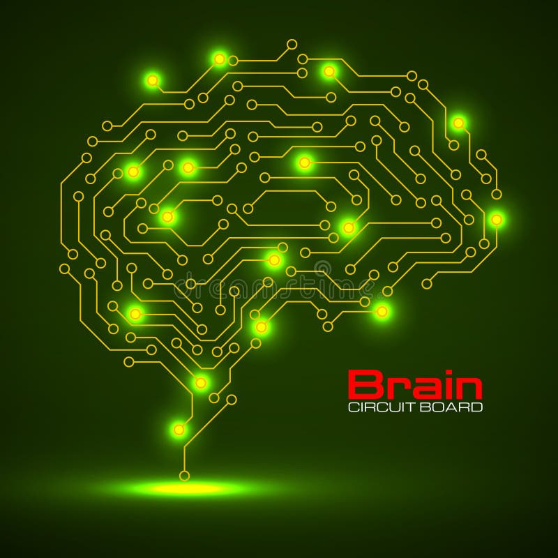Technological Brain. Circuit Board Stock Vector - Illustration of ...