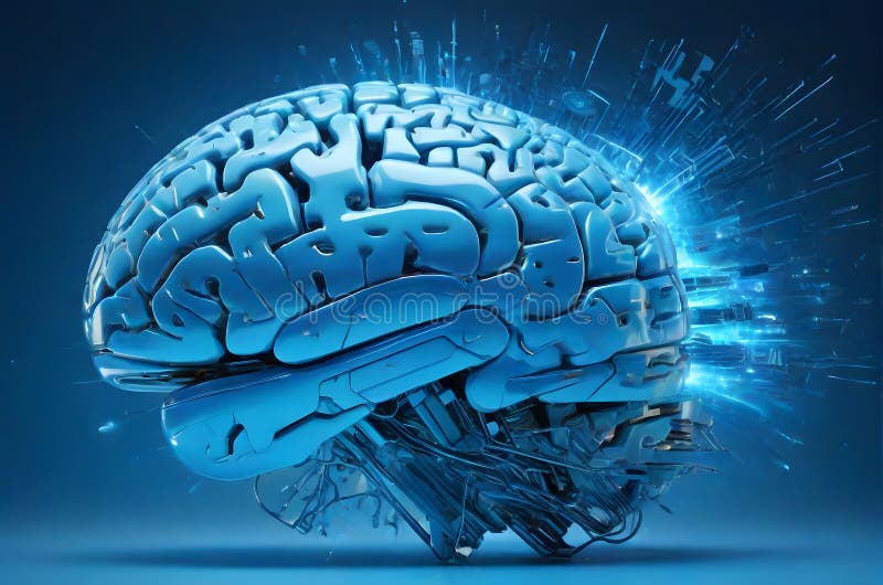 Technological Brain in Explosion Ai Generated Background Stock ...