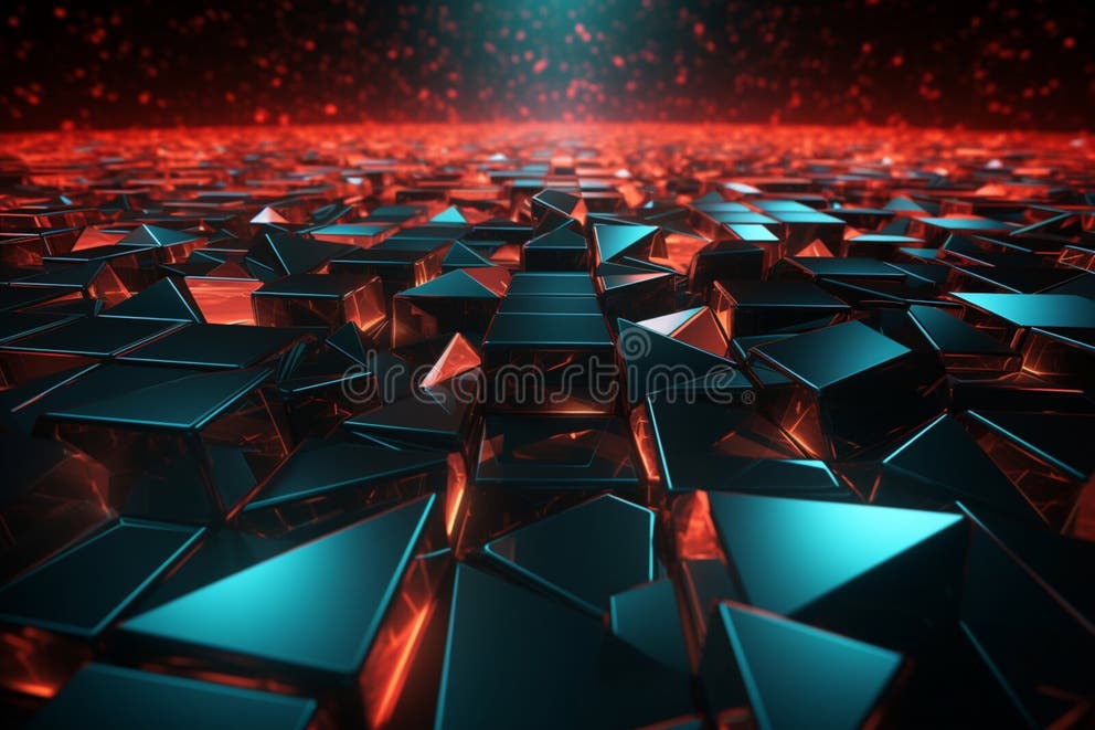 Technological Brilliance Abstract 3D Rendering with Pixel Triangles ...