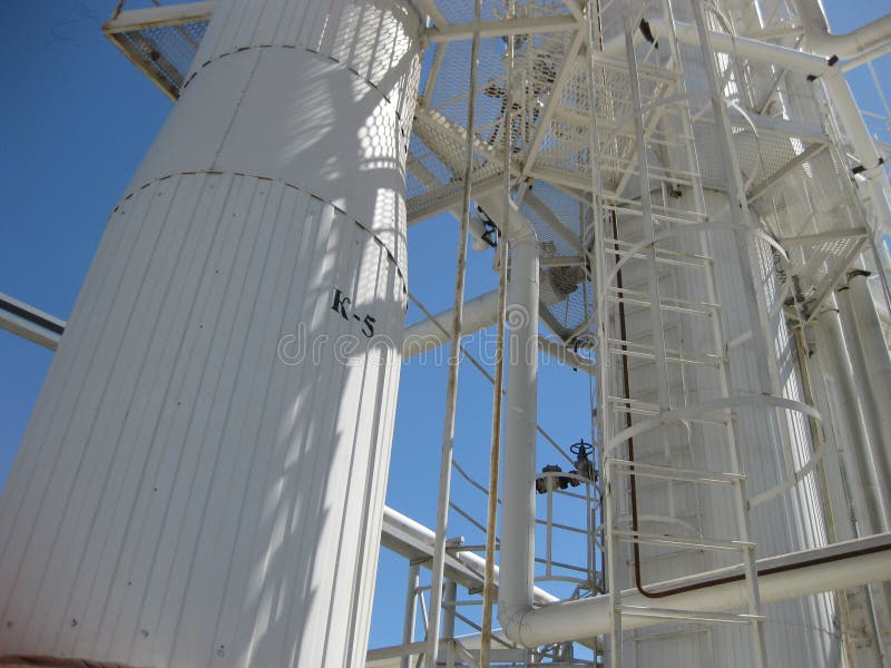 Technological Columns of Oil Refinery Stock Photo - Image of chemical ...