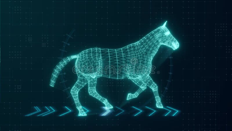 Technological Concept. Running of a Horse on the Background of ...