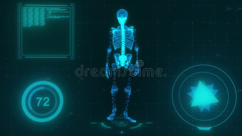 Technological Concept. Walking 3d Model of a Skeleton on the Background ...