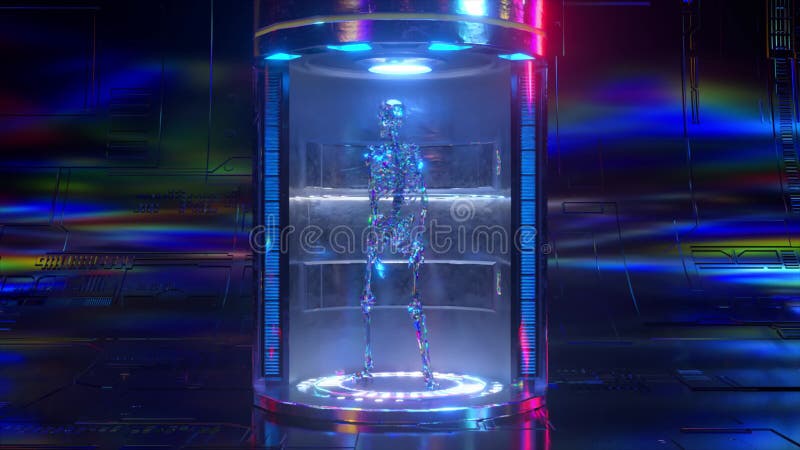 Technological Concept. Walking 3d Model of a Skeleton on the Background ...