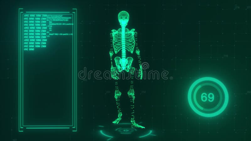 Technological Concept. Walking 3d Model of a Skeleton on the Background ...