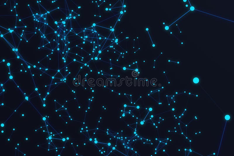 Technological Connection Futuristic Shape, Blue Dot Network, Abstract ...