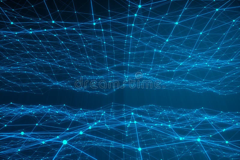 Technological Connection Futuristic Shape, Blue Dot Network, Abstract ...
