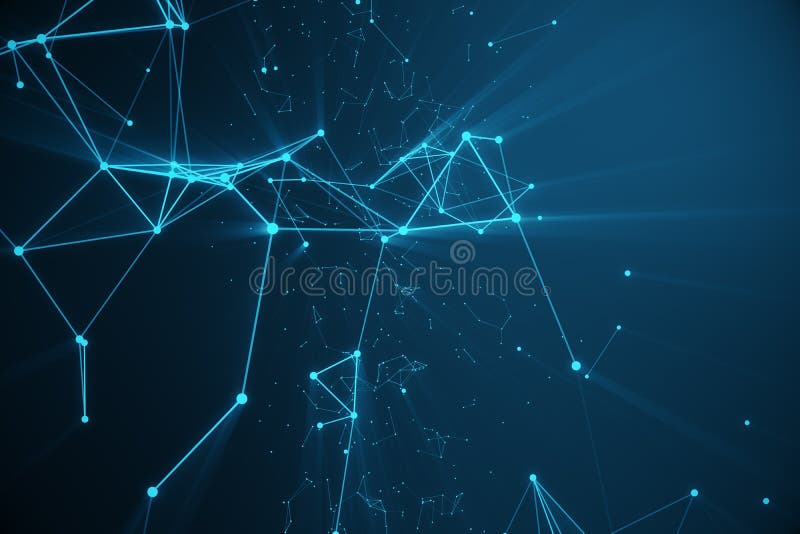Technological Connection Futuristic Shape, Blue Dot Network, Abstract ...
