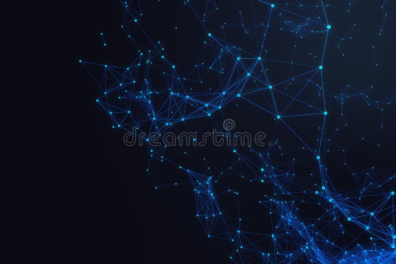 Technological Connection Futuristic Shape, Blue Dot Network, Abstract ...