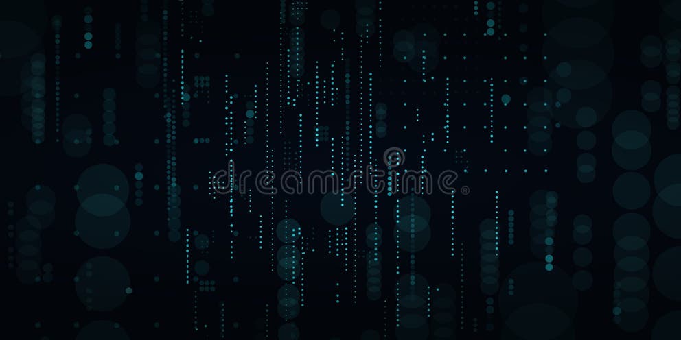 Technological Dark Background Vector Illustration.Matrix.Binary Computer Code.Falling Dots Stock ...