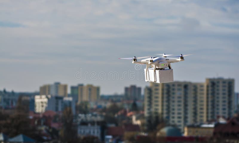Technological Delivery Innovation - Fast Drone Delivery Concept Stock ...