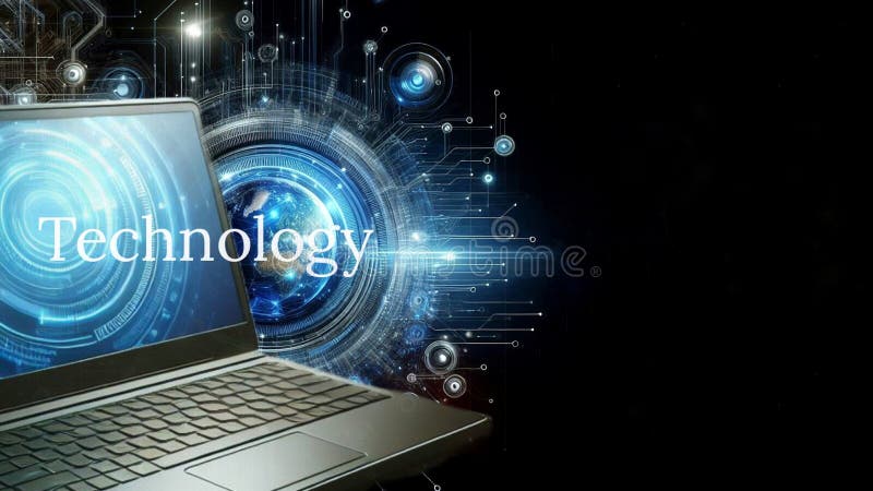 Laptop and Future Background Stock Illustration - Illustration of data ...