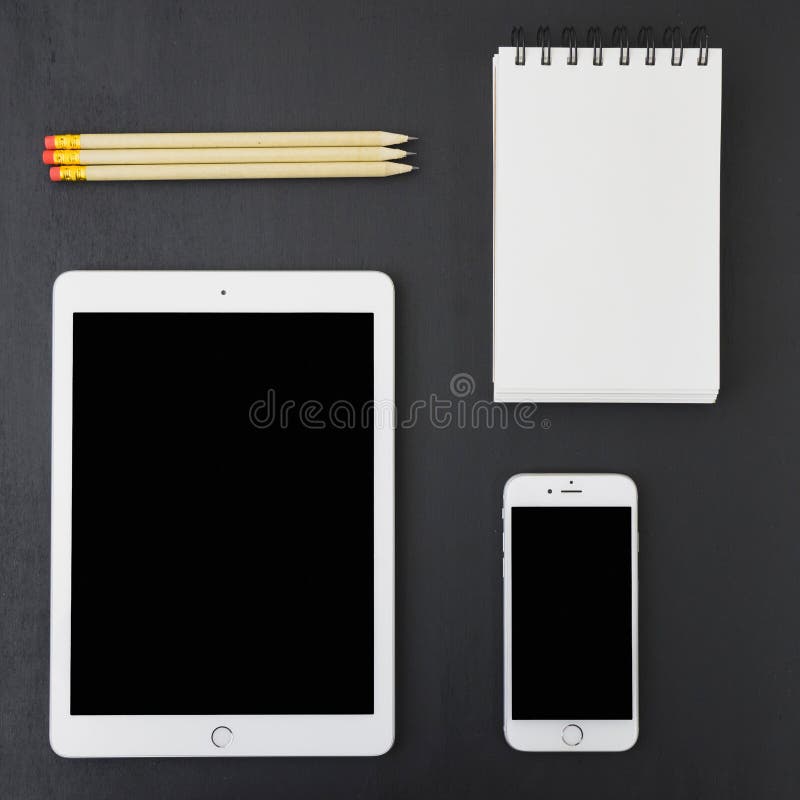 Technological Devices Notebook Pecils. High Quality Photo Stock Photo ...