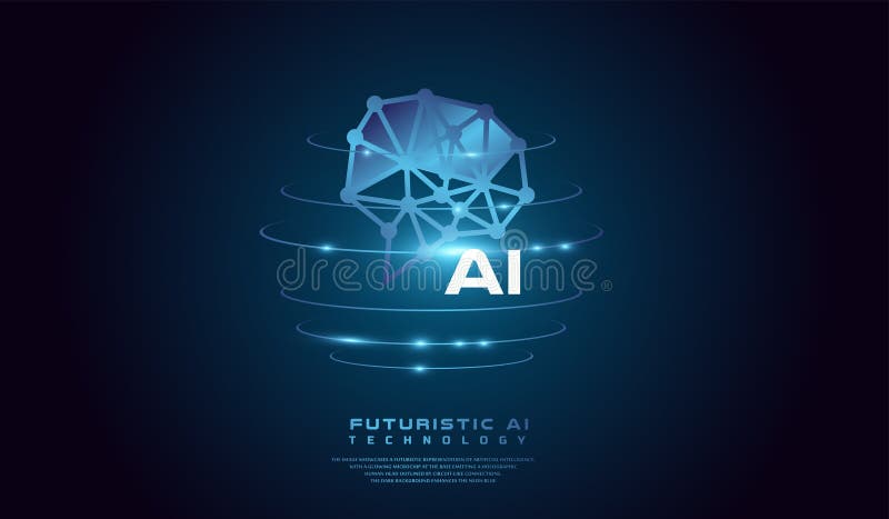 Technological Digital Brain with AI Chip. AI Head Concept Vector ...