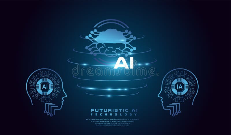 Technological Digital Brain. AI Head Concept Vector Illustration Stock ...