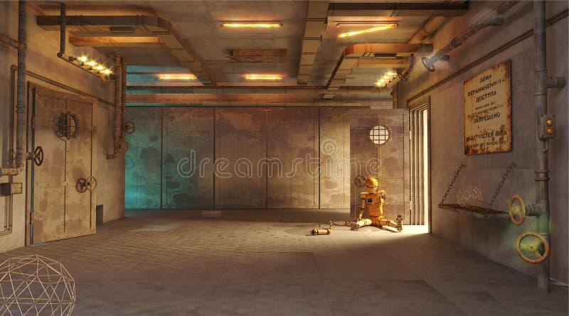 Technological Disaster Corridor of Bunker Secret Laboratory Stock ...