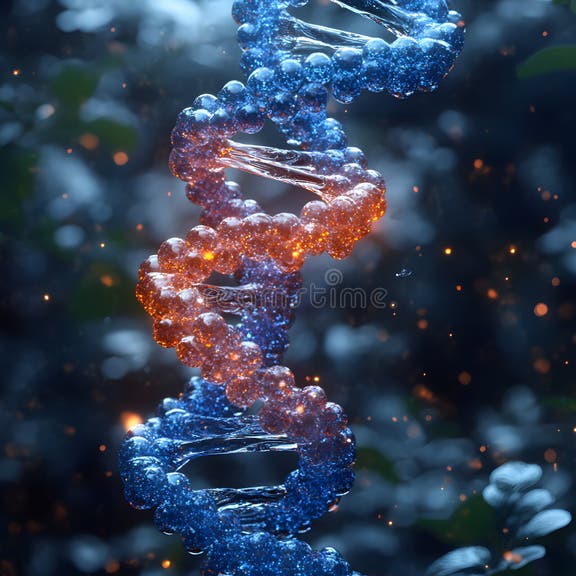 Technological DNA Visual with Data Grid and Glowing Molecule Links ...