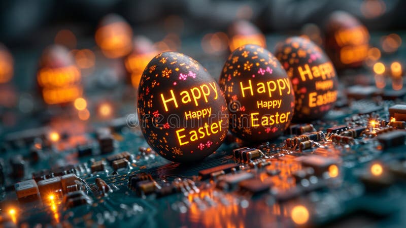 Technological Easter: Easter Eggs with Easter Greetings and Printed ...
