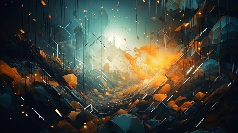 Technological Elements Blend with Natural Forms in Abstract Background ...