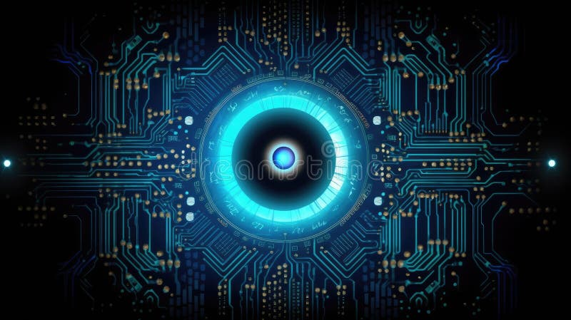 Technological Eye Concept with Circuit Board Patterns. Cybersecurity ...